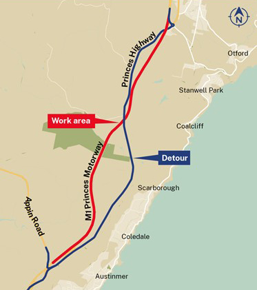 M1 Motorway closure between Bulli Tops and Waterfall for five nights ...